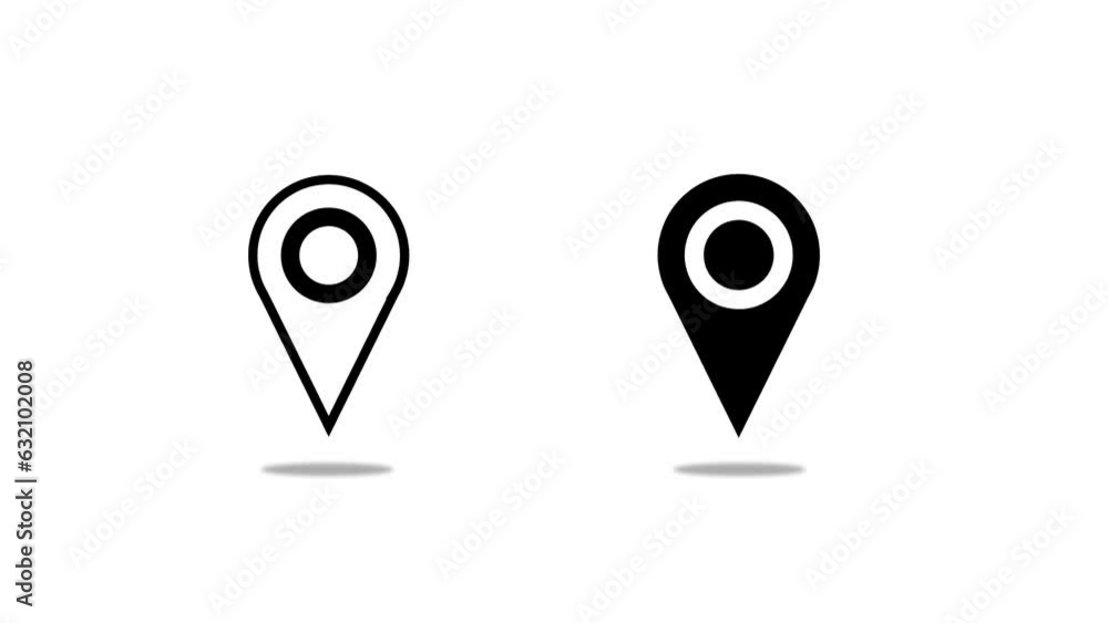 GPS location pointer animated icon. location Pin icon animated on green ...