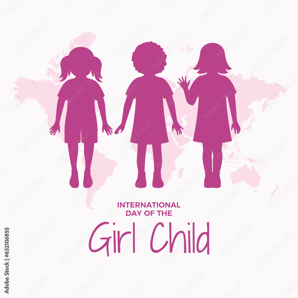 Vetor de International Day of the Girl Child vector illustration ...