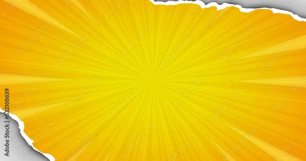 sun rays comic background with torn paper frame effect in animation ...