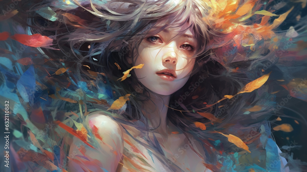 Beautiful Waifu Style Girl #76 with Generative AI technology Stock ...