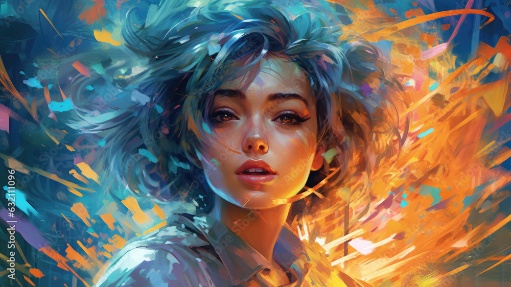 Beautiful Waifu Style Girl #65 with Generative AI technology Stock ...