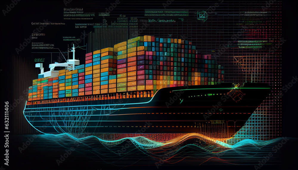 Container cargo ship global business logistics import export freight ...