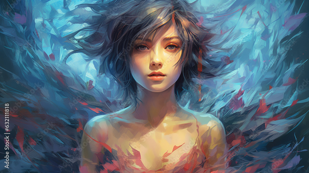 Beautiful Waifu Style Girl #16 with Generative AI technology Stock ...