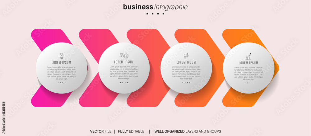 Vector infographics timeline design template with 3D paper label ...