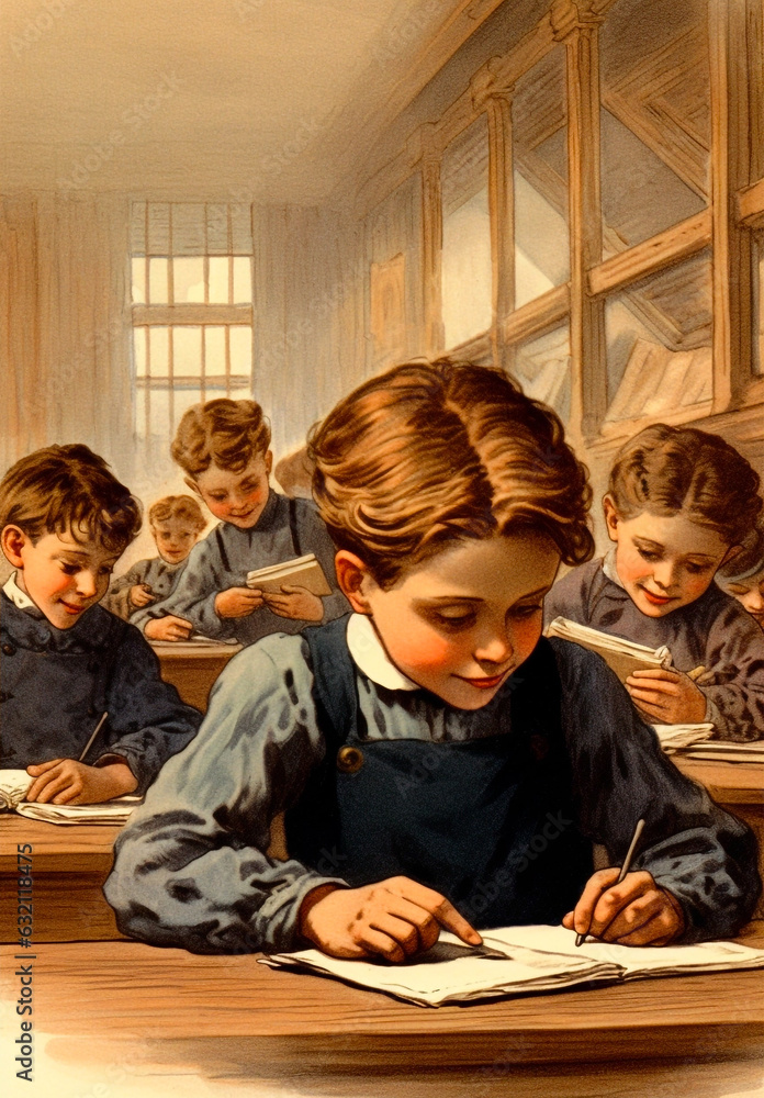 Vintage school kids, ephemera, victorian kids at school, junk journal ...