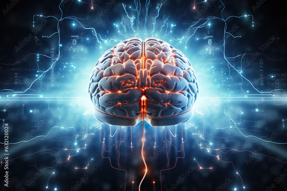 Brain anatomy on technology background. Stock Illustration | Adobe Stock