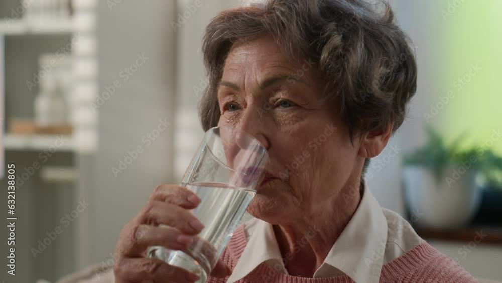 Old worried Caucasian senior woman mature grandmother ill sick ...