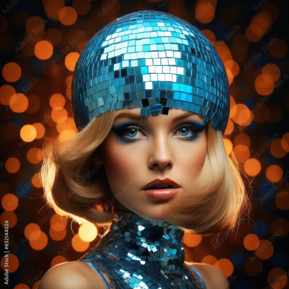 A glamorous woman stands in the middle of a glimmering, retro nightclub ... A glamorous woman stands in the middle of a glimmering, retro nightclub ...