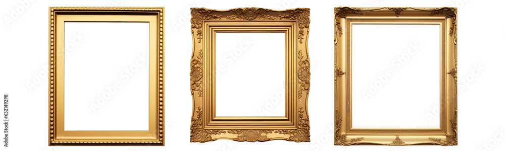 Set of Gold photo frame, gold texture, gothic retro style illustration ...