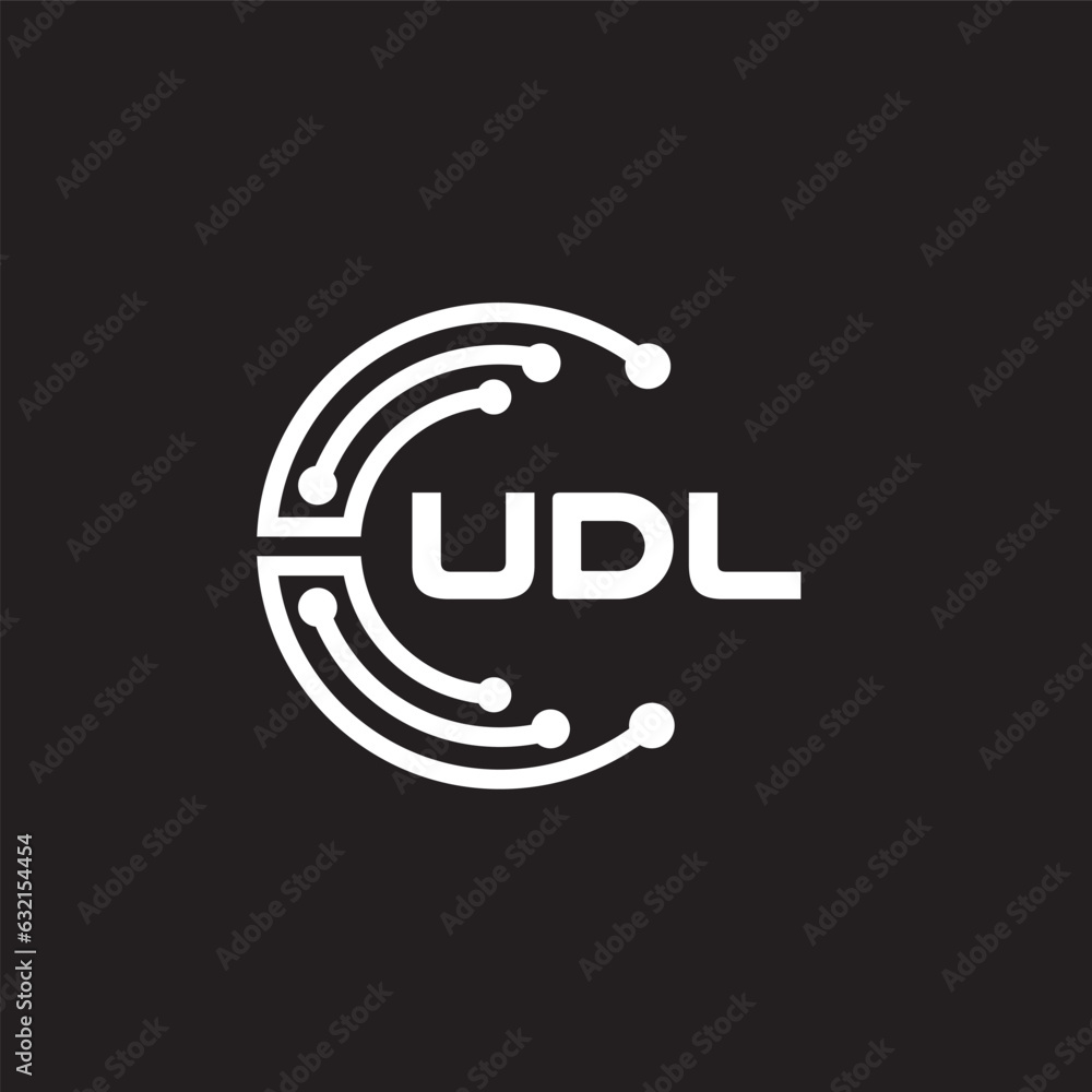 UDL letter technology logo design on black background. UDL creative ...