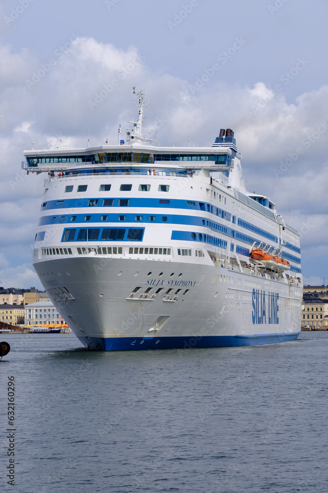 MV Silja Symphony, operated by Silja Line, arriving to the port of ...