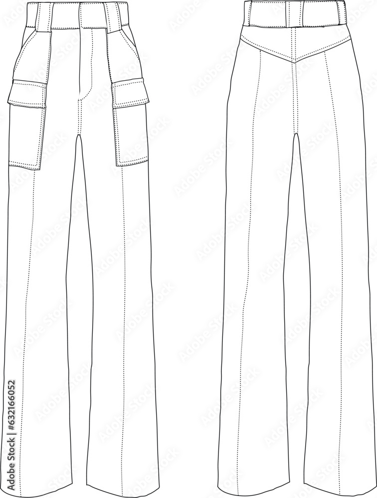 Vetor de Bottoms Template Flat Sketches, Fashion Technical Drawings ...