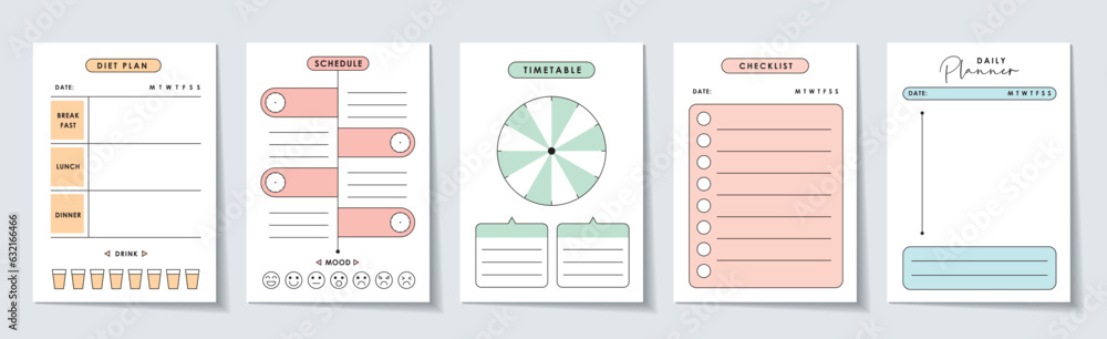 Grafika wektorowa Stock: Set of planners and to do list. Template for ...