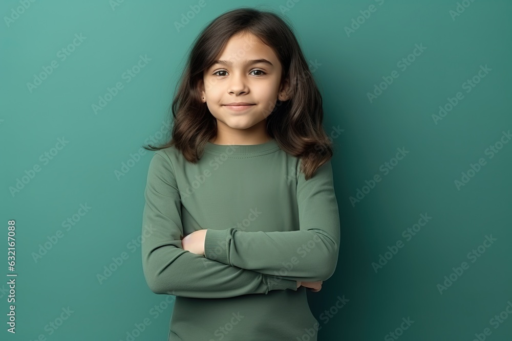 Generative AI - Texture-Rich Minimalism: Girl with Crossed Arms Stock ...