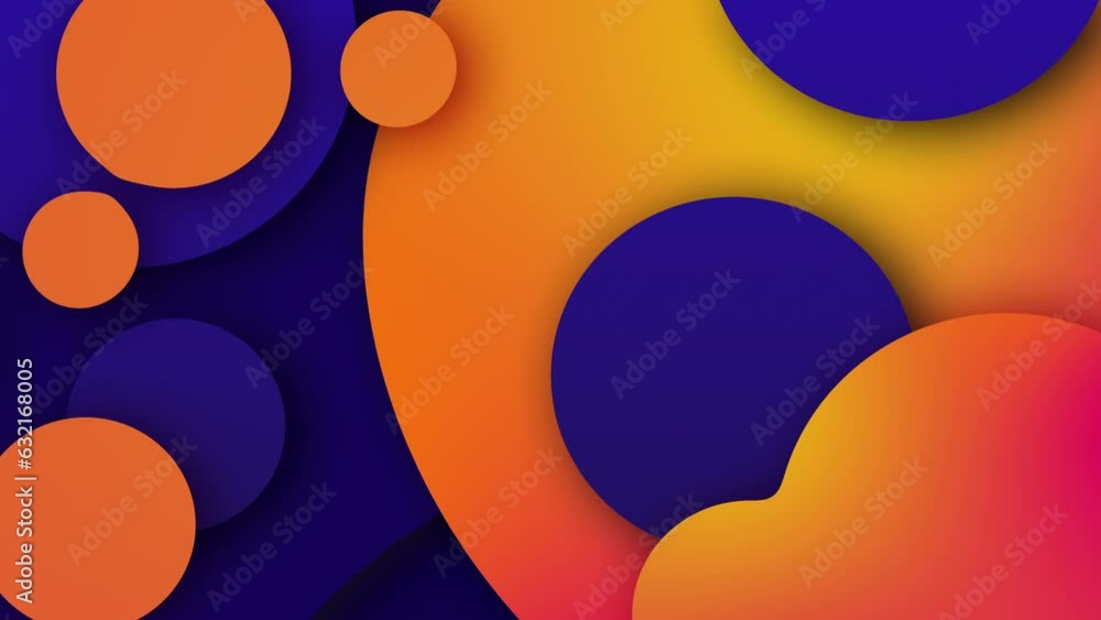 4k trendy circular animated blue purple orange liquid background. Vivid ...