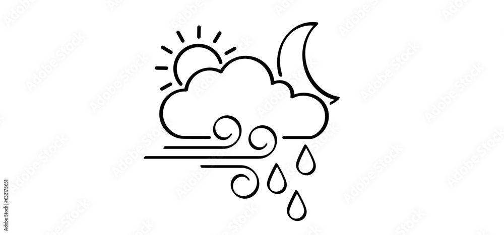 Cartoon puff of wind blow line symbol. Cloud, blowing wind, weather ...