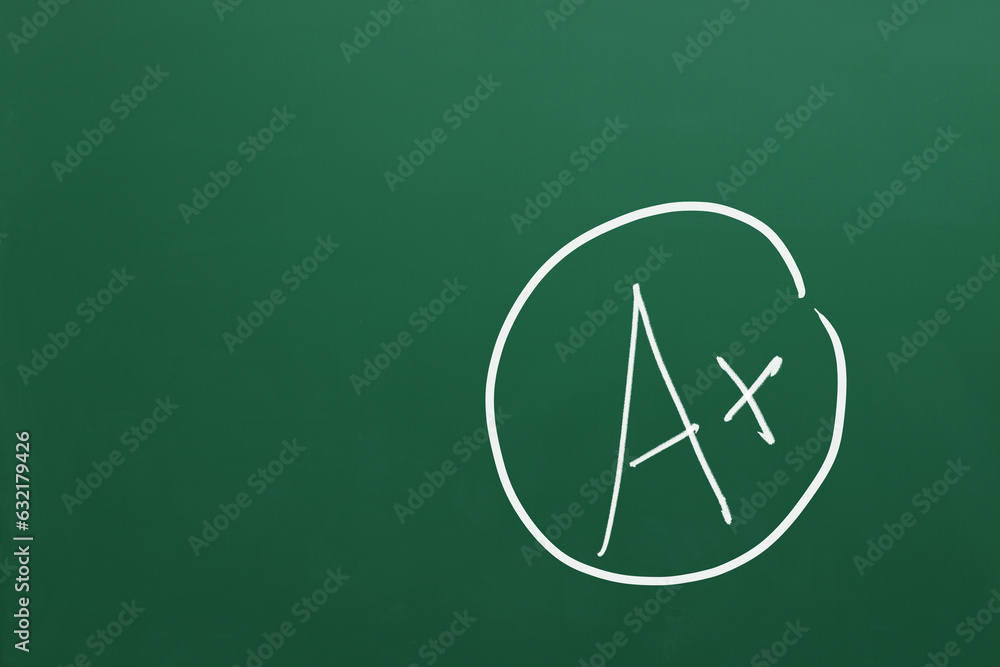 School grade. Letter A with plus symbol on green chalkboard Stock Photo ...