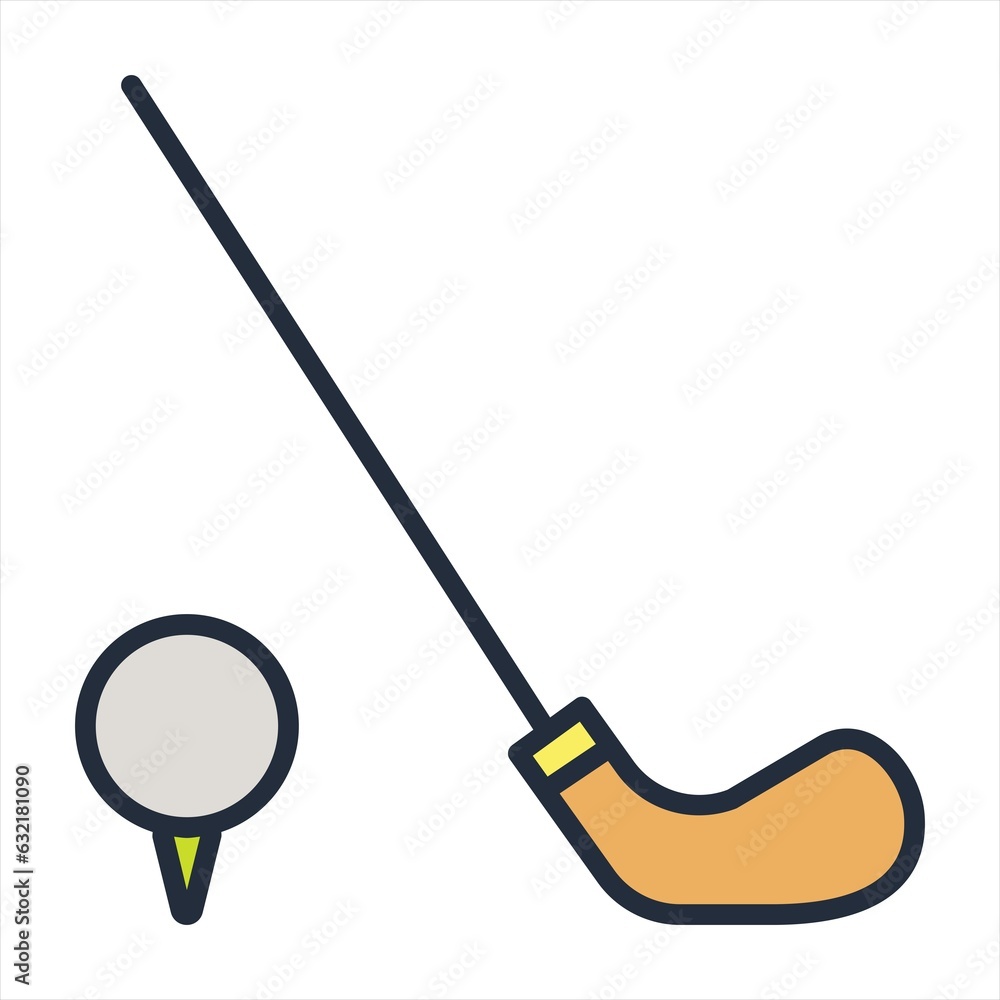 Golf stick and ball cartoon vector illustration. Vector cartoon ...