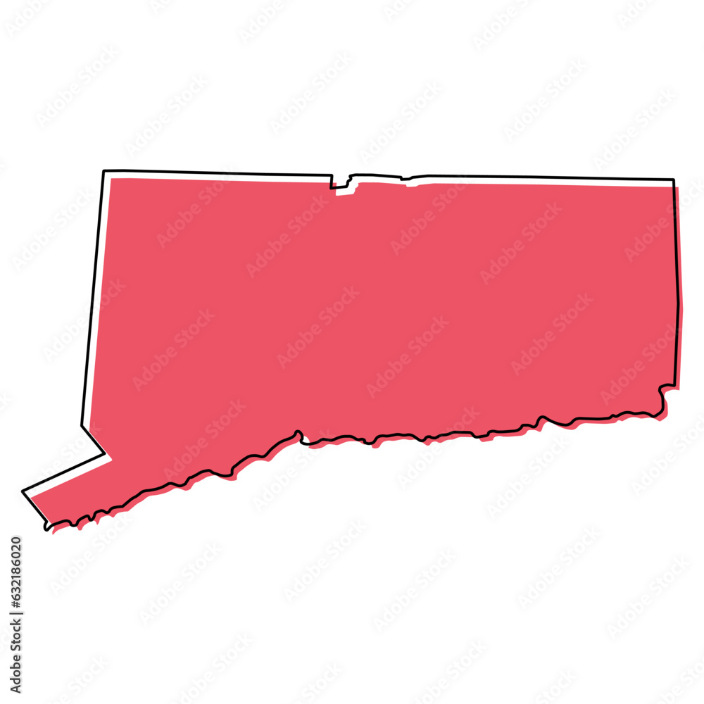 Connecticut map shape, united states of america. Flat concept icon ...