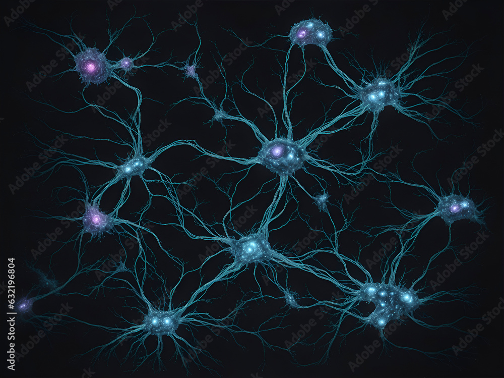 Neuronal network with electrical activity of neuron cells Generative AI ...