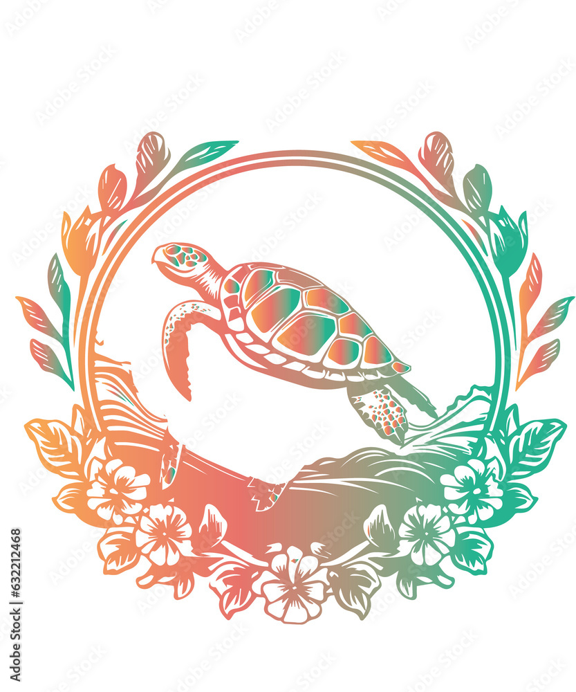 Flower Turtle svg, Sea Turtle svg, Turtle svg file, Turtle with flower ...