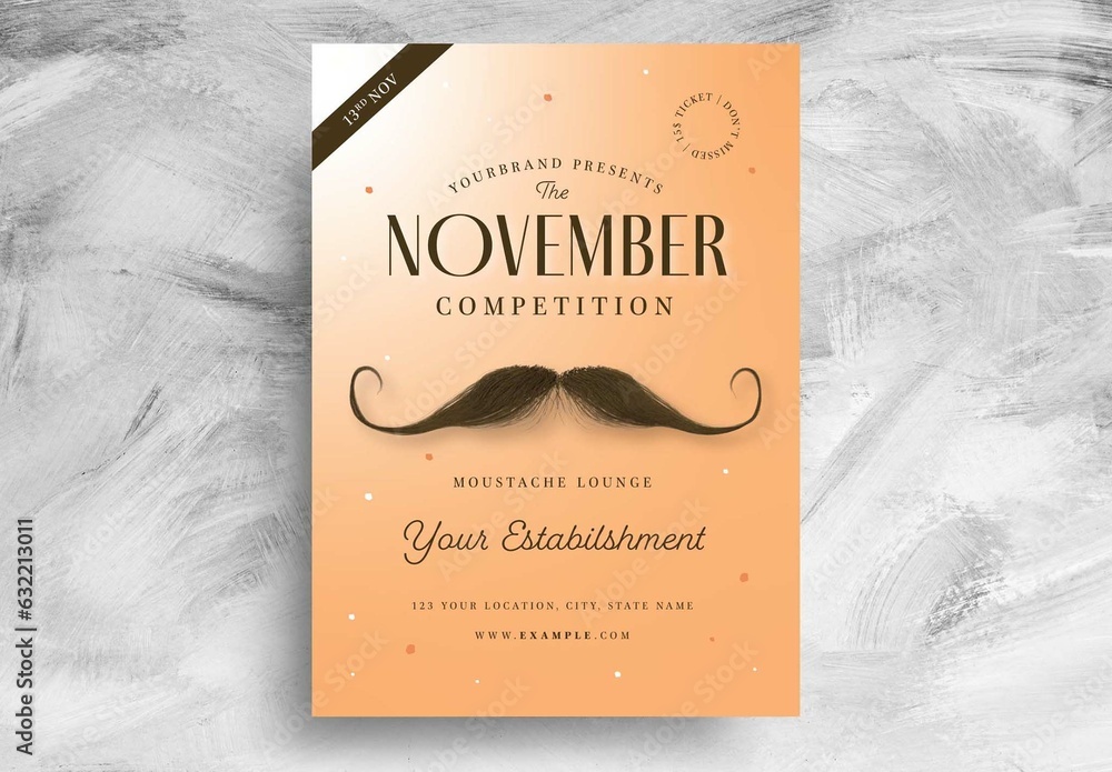 Mustache Flyer Layout Stock Template | Adobe Stock