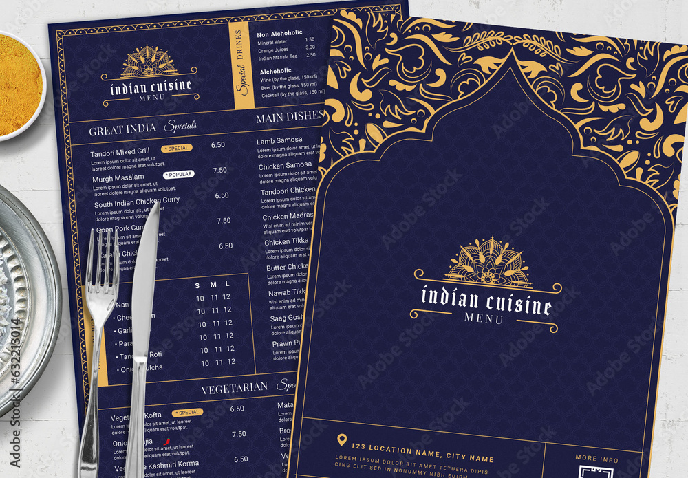 Indian Restaurant Food Menu Layout Stock Template | Adobe Stock