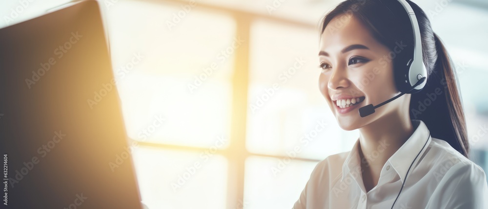 call center women smiled working and providing service with courtesy ...