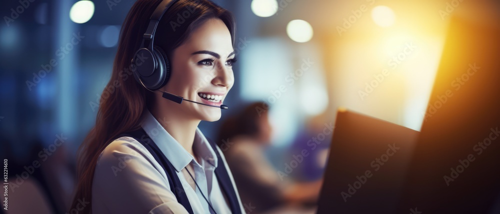 call center women smiled working and providing service with courtesy ...