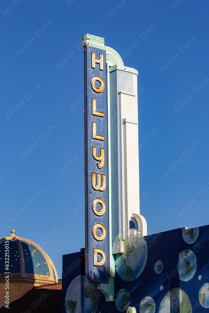 historic Hollywood Sign in Los Angeles in art deco style, California ...