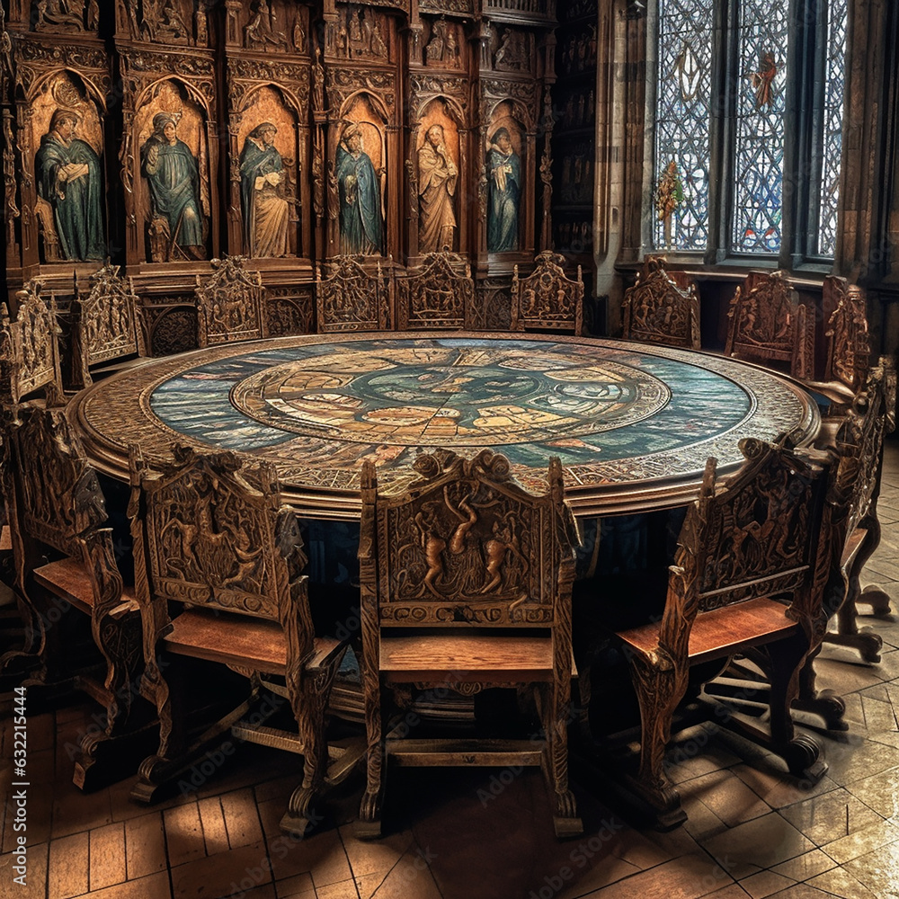 Knights of Round Table. Council of Knights.. Stock Illustration | Adobe ...