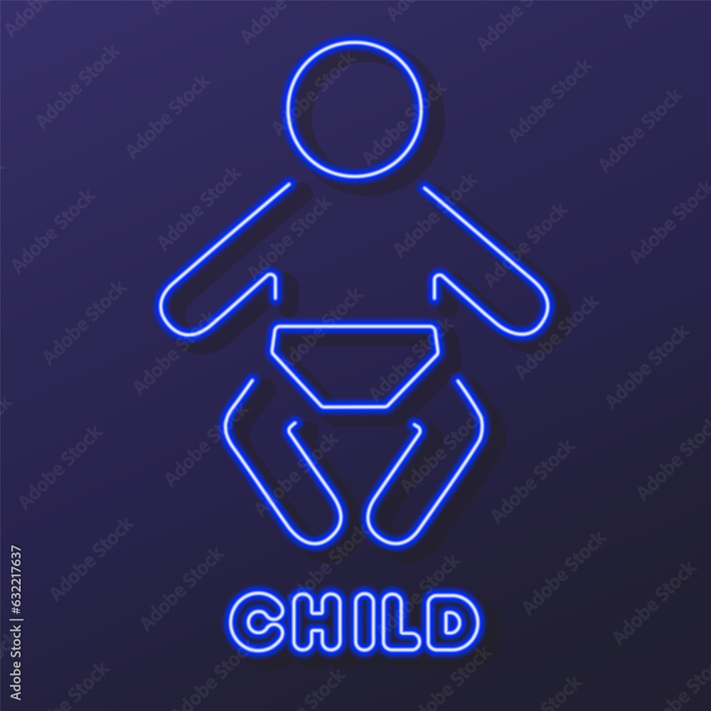 child neon sign, modern glowing banner design, colorful modern design ...