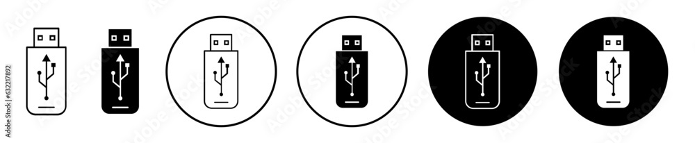 USB icon set. USB port cable vector symbol. power bank USB Type symbol ...