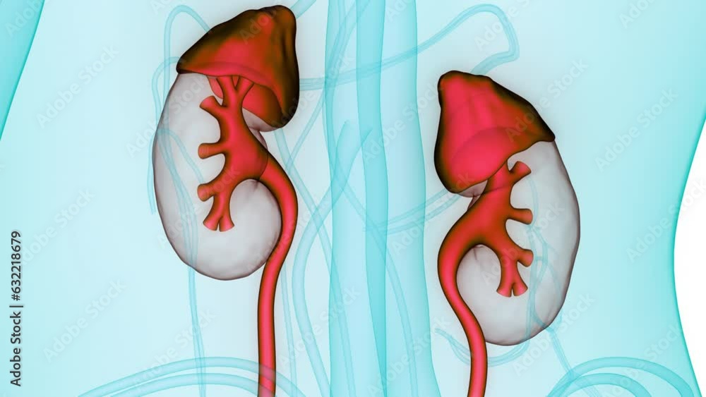 Human Urinary System Kidneys Anatomy Animation Concept vídeo do Stock ...