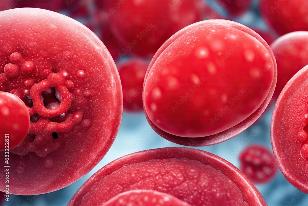Mutation of Red blood cells in fight cancer. ai generative Stock ...