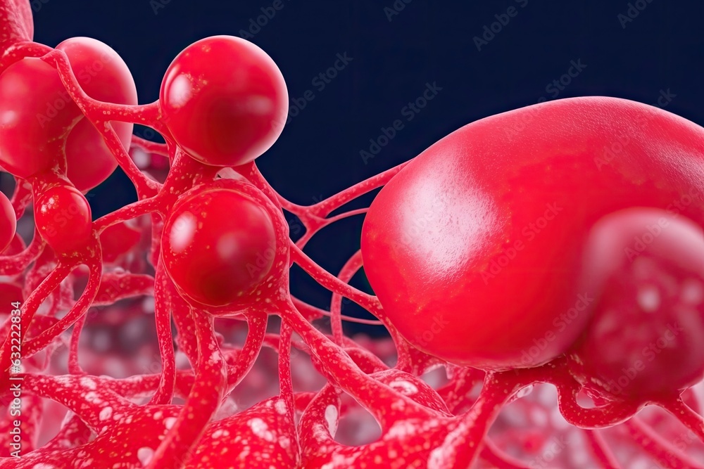 Mutation of Red blood cells in fight cancer. ai generative Stock ...