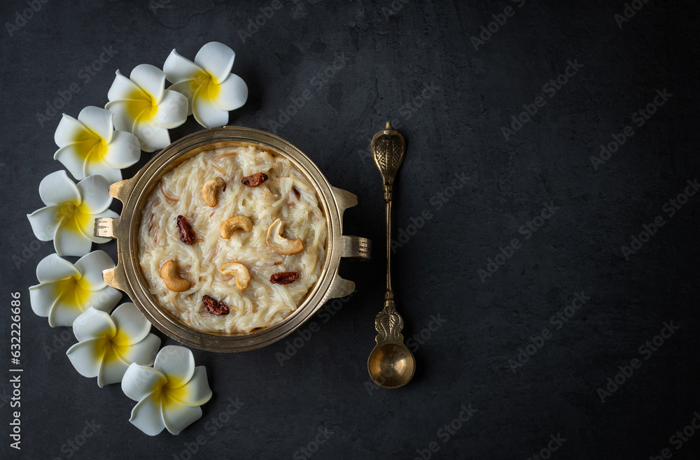 Semiya Payasam with copy space, Onam Vishu festival sweet food Kheer ...