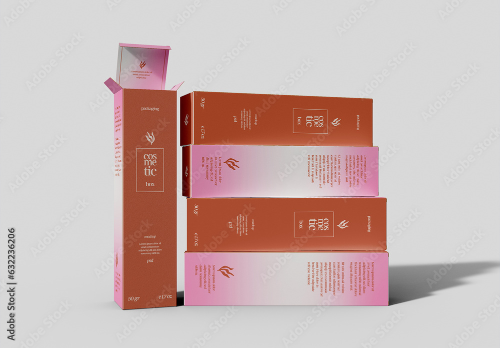 Five Box Tube Design Mockup Stock Template | Adobe Stock