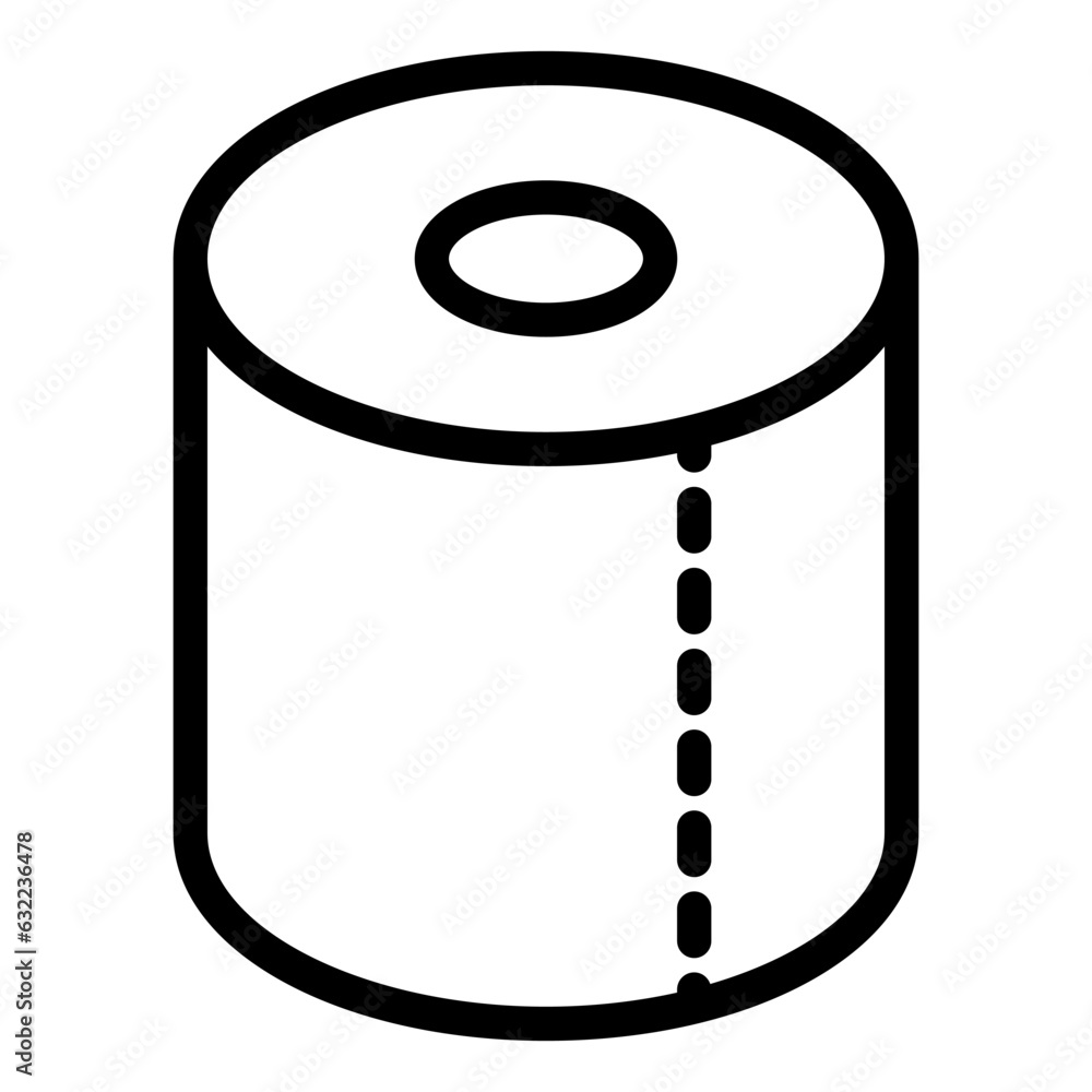 New roll of toilet paper line icon. Bathroom paper towel roll symbol ...