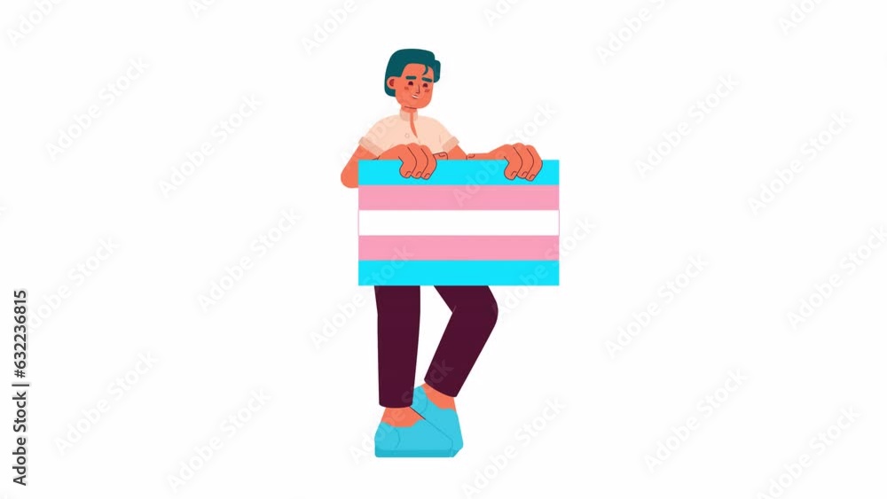 Indian trans man holding transgender colors 2D character animation ...