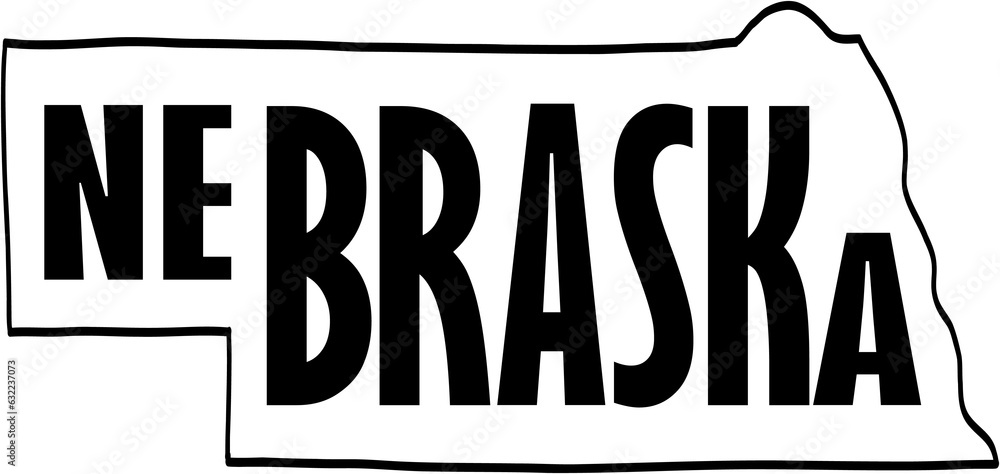 outline drawing of nebraska state map. Stock Illustration | Adobe Stock