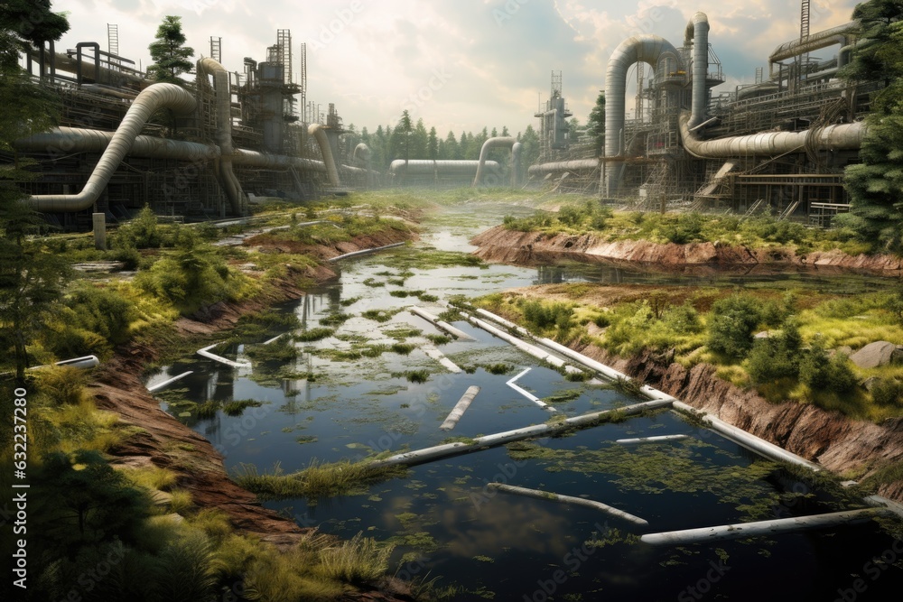 wastewater being purified through natural wetland system Stock Photo ...