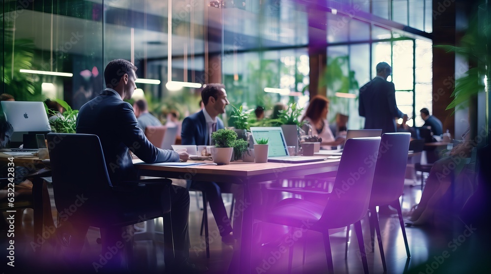 business people meeting at table. Abstract blurred office interior ...