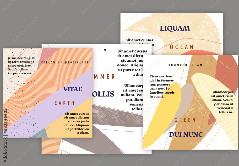 Social Media Square Post Layout Overlapping Blobs Textured With Spots ...