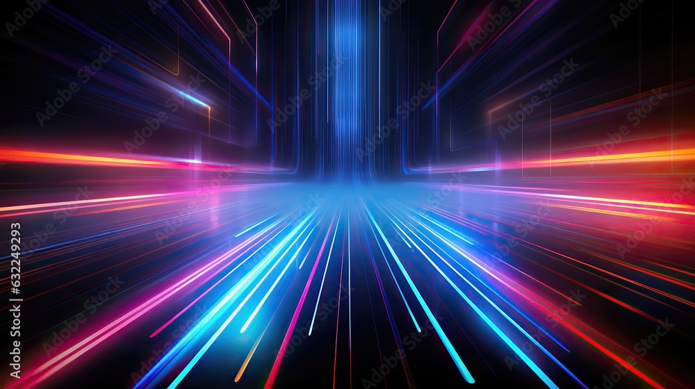Abstract technology neon lines with light effect Stock Illustration ...