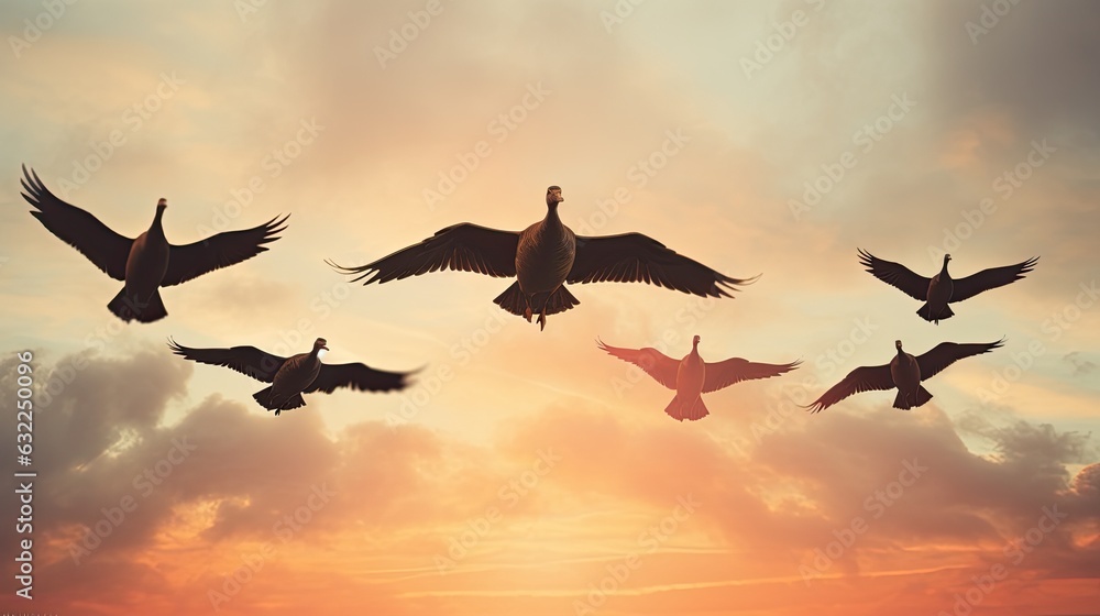 Birds of freedom wildlife geese flock in the sky Stock Photo | Adobe Stock