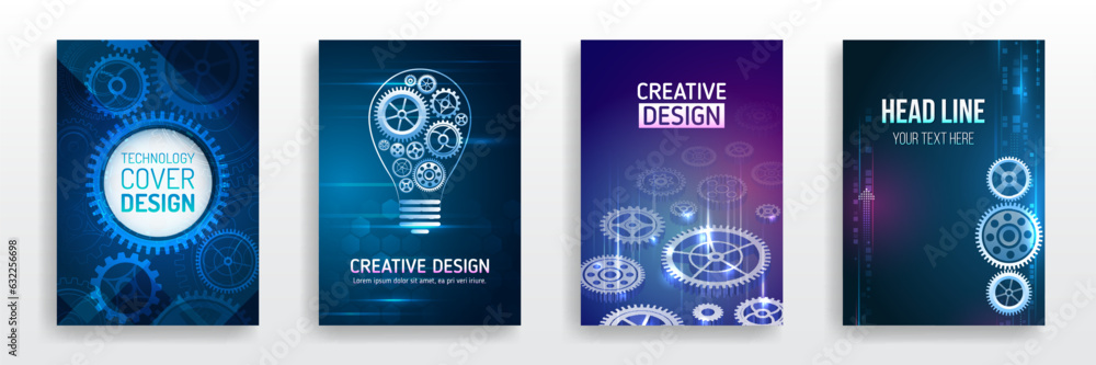 Blue set of hi-tech covers for presentation and marketing. Futuristic ...