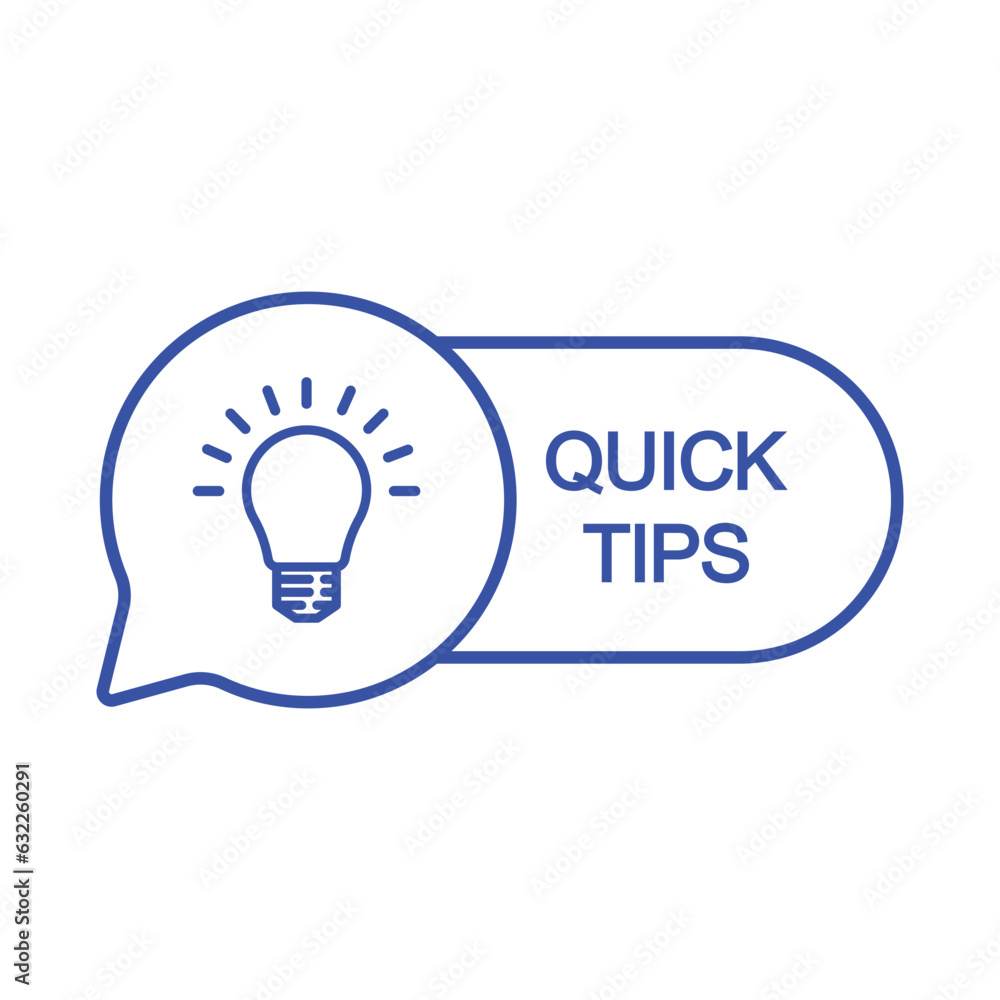 thin line speech bubble with text quick tips. concept of interesting ...