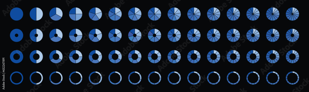 Set of blue circle pie charts with dark background - Stock Vector Stock ...