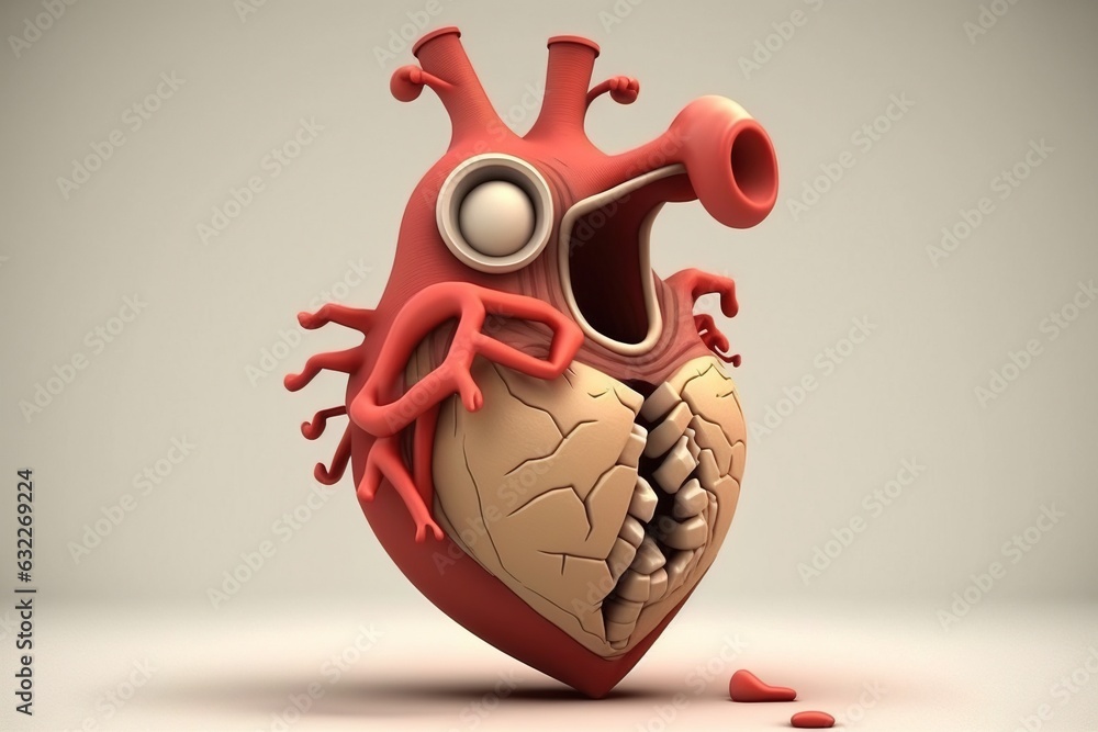 Heart. Cute cartoon healthy human anatomy internal organ character set ...